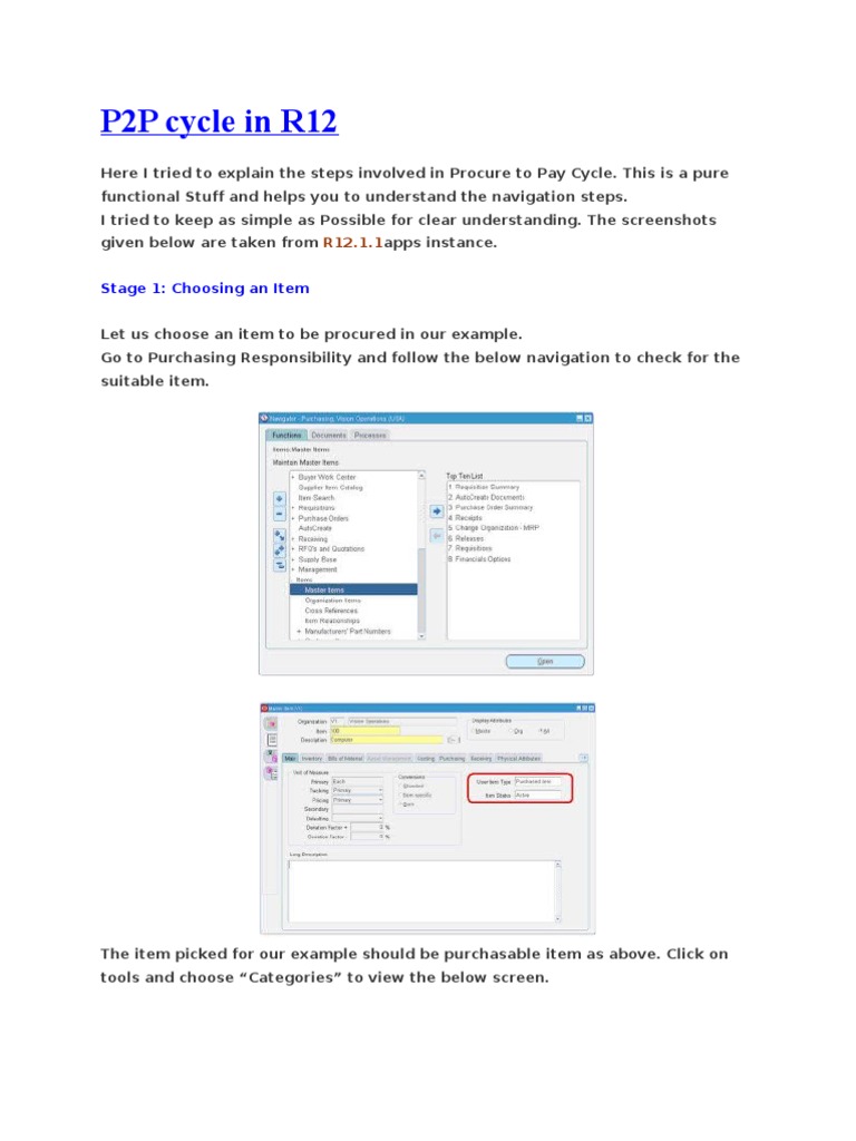 P2P Cycle in R12 | PDF | Receipt | Invoice