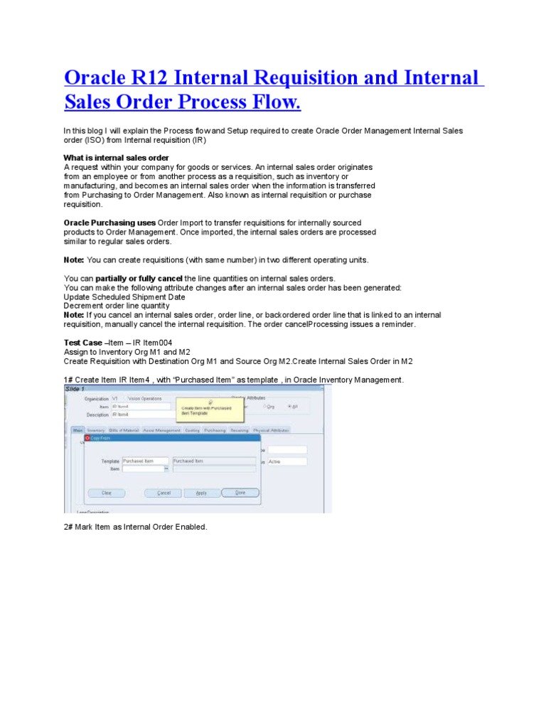 Oracle R12 Internal Requisition and Internal Sales Order Process Flow | Oracle Corporation ...
