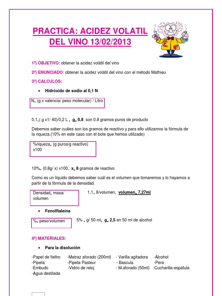 Practica Acidez Volatil Del Vino | PDF | Vino | Sustancias químicas