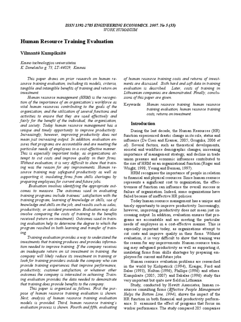 Human Resource Training Evaluation | PDF | Evaluation | Human Resource Management