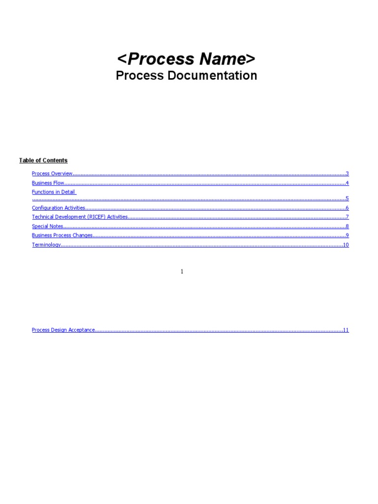 Process Design Document Template PDF