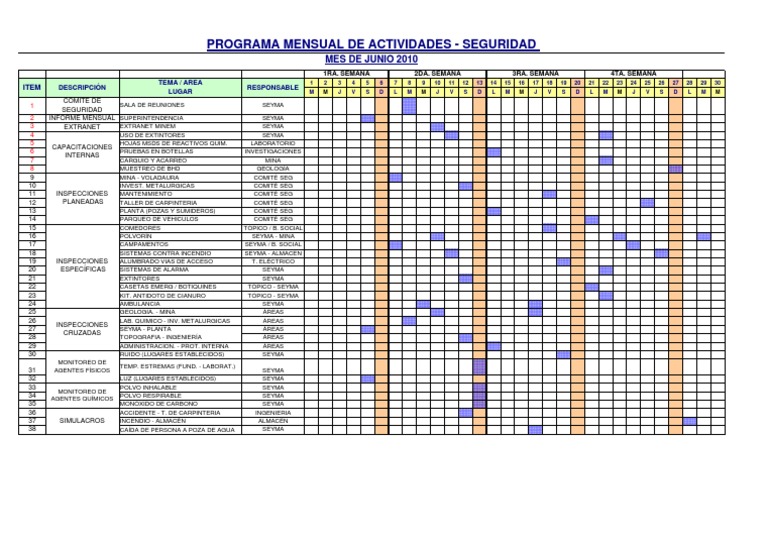 06 Junio Programa Mensual de Actividades - Seguridad | PDF | Ciencia y matemáticas | Tecnología