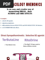 50 Pharmacology Mnemonics | PDF | Chemotherapy | Medical Treatments