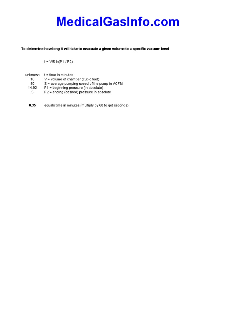 Vacuum Pump Down Time Calculation | PDF | Teaching Methods & Materials