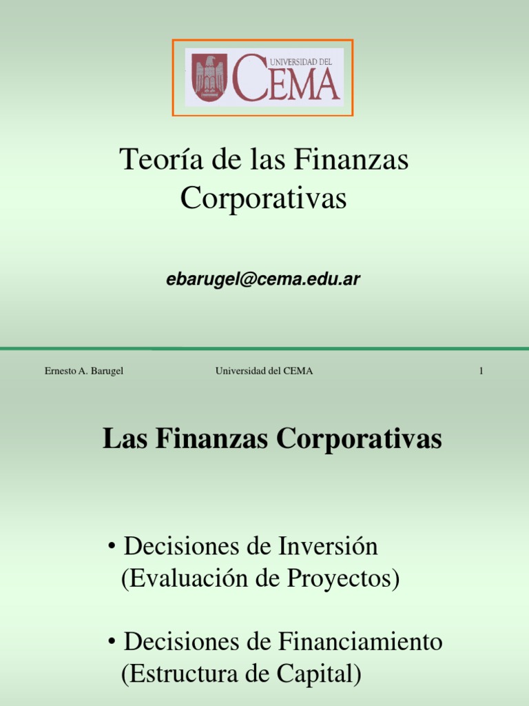 TEORIA DE LAS FINANZAS CORPORATIVAS.ppt | Valoración empresarial | Negocios económicos