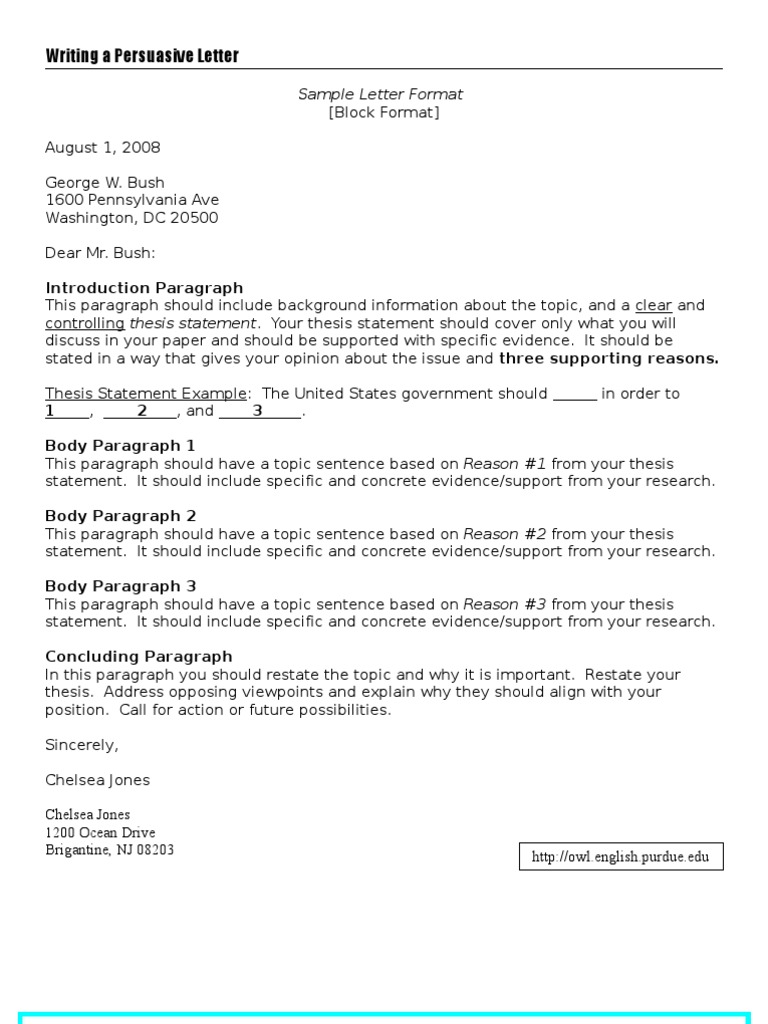 Writing A Persuasive Letter | PDF | Paragraph | Thesis