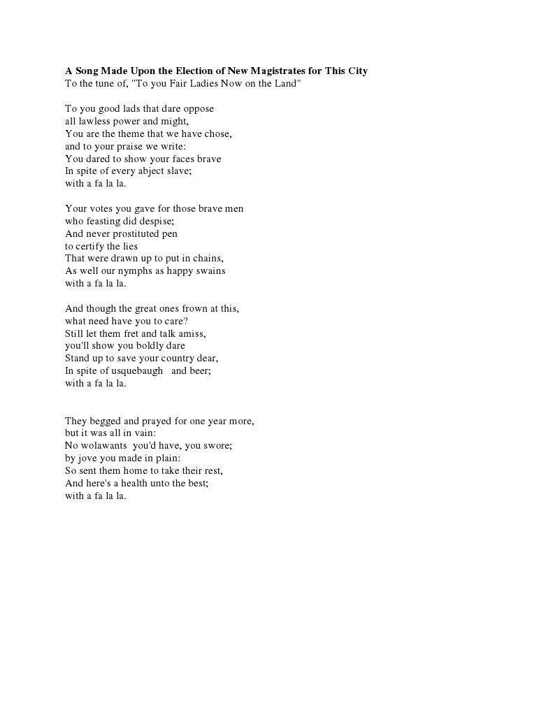 Election Song for New Magistrates | PDF