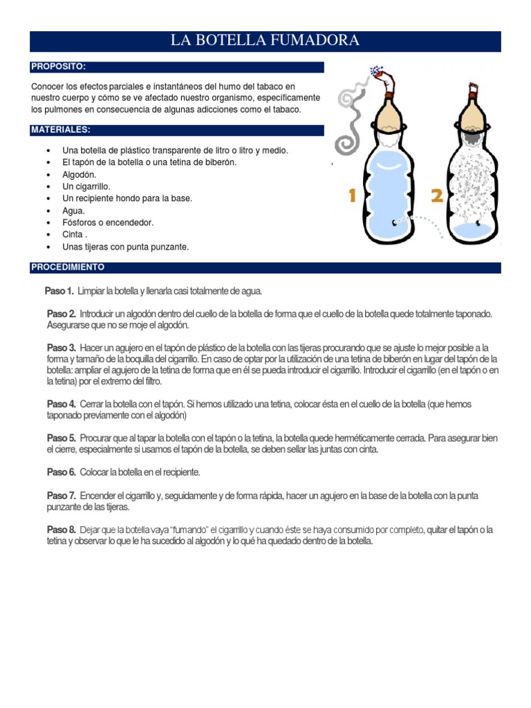 LA BOTELLA FUMADORA Experimento Ciencias | PDF | Botella | Cigarrillo