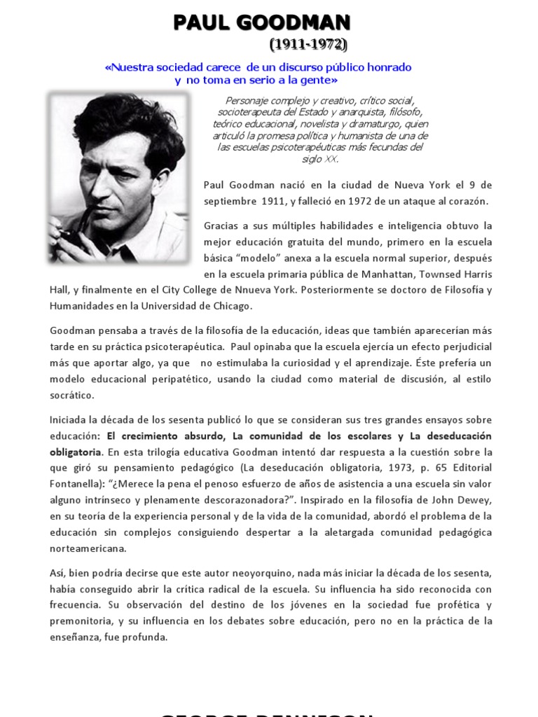 Biografía de Paul Goodman (1911-1972) | PDF | Sicología | Ciencia cognitiva