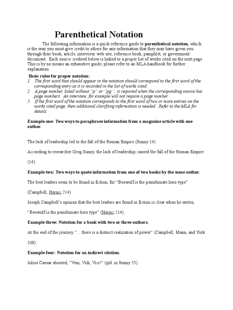 How to use Parenthetical Notation | Citation | Books