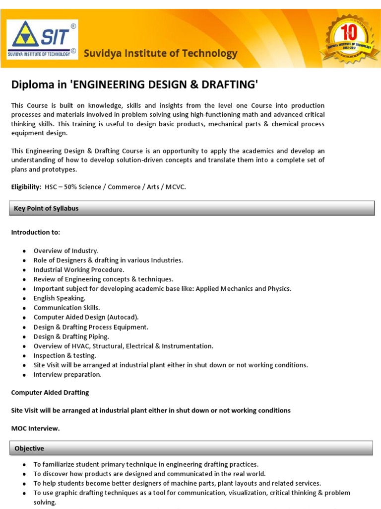 Engineering Design & Drafting (1 Year) | PDF | Technical Drawing ...