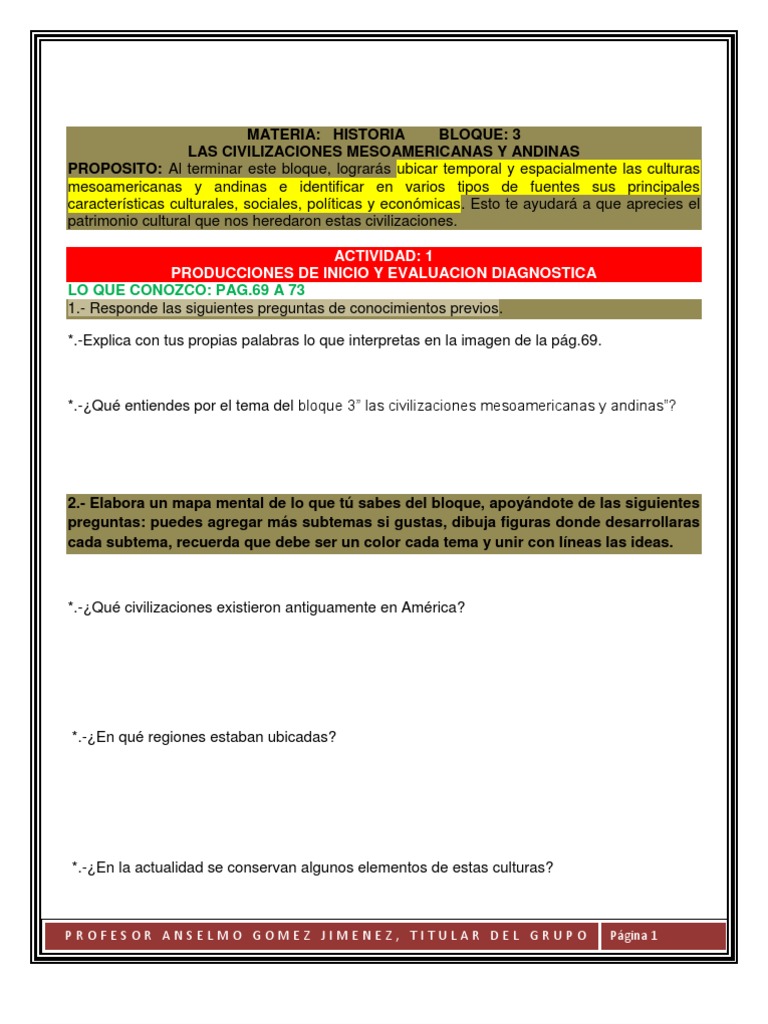 Cuadernillo Historia 3b Sexto A-12-13 | PDF | Mesoamérica | Civilización