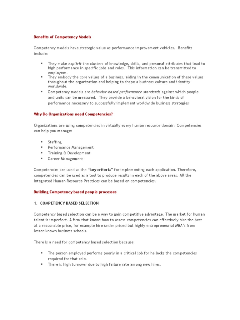 Benefits of Competency Models | PDF | Competence (Human Resources ...