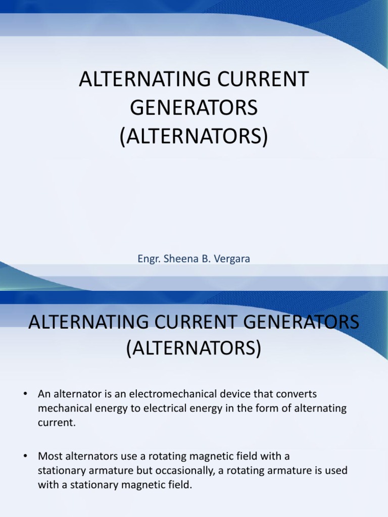Alternating Current Generators | PDF | Electric Generator | Components
