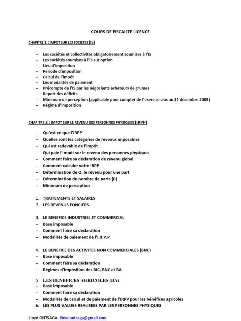 Fiscalité des Sociétés et IRPP au Gabon | PDF | Impôt sur le revenu ...