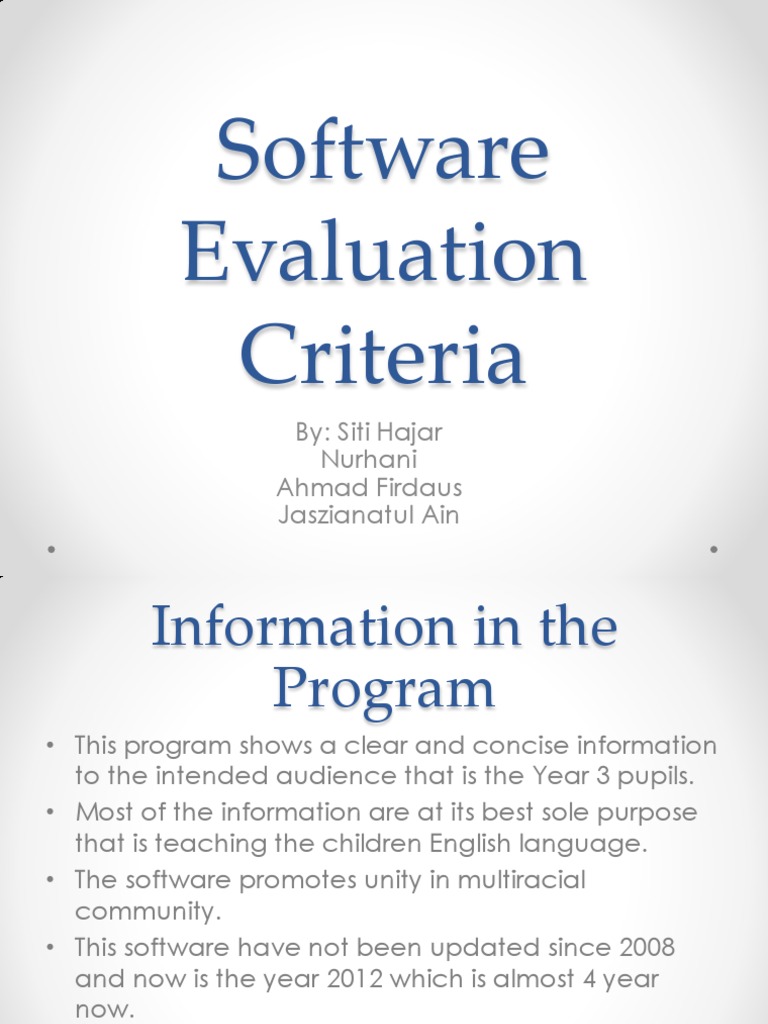 Software Evaluation Criteria | Teachers | Educational Technology