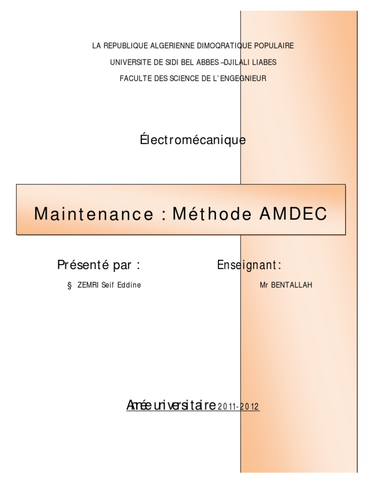 Maintenance - Méthode AMDEC | PDF | Fabrication et ingénierie | Informatique et technologies de ...
