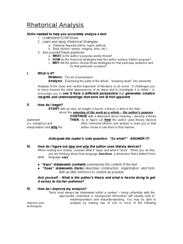 Rhetorical Analysis: 1. Understand Soapstone. 2. Learn and Apply ...