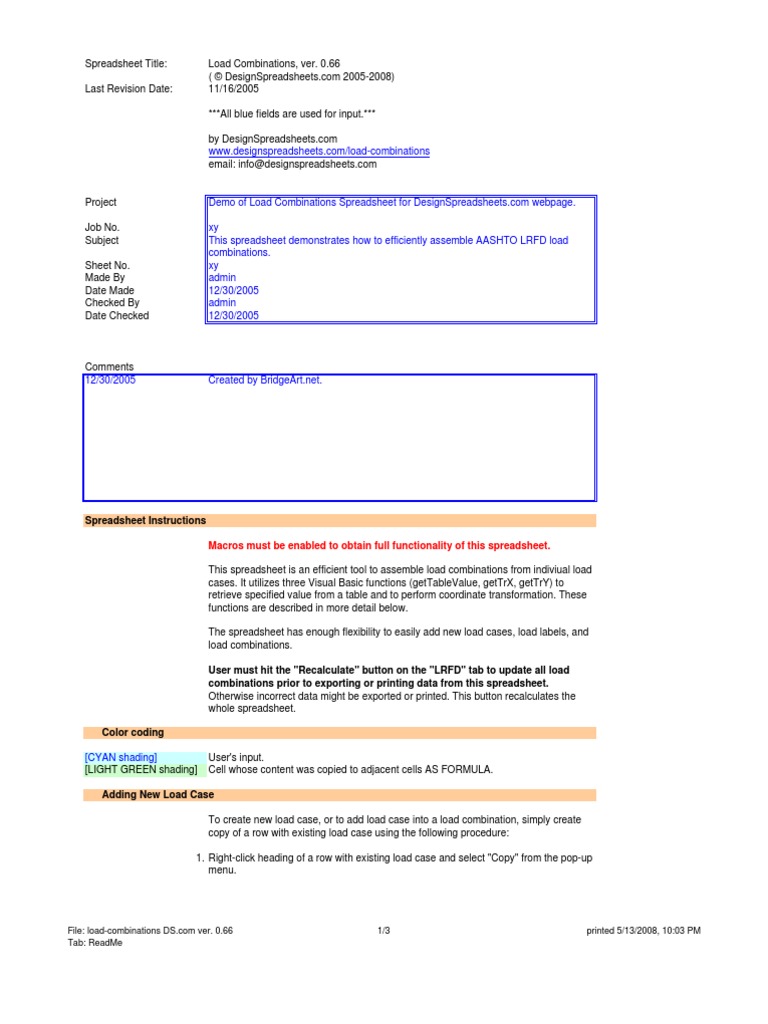 Load Combinations | PDF | Spreadsheet | Software Engineering