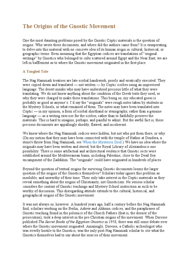 Origins of the Gnostic Movement | PDF | Gnosticism | Magi