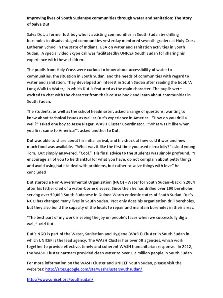 Improving Lives of South Sudanese Communities Through Water and ...