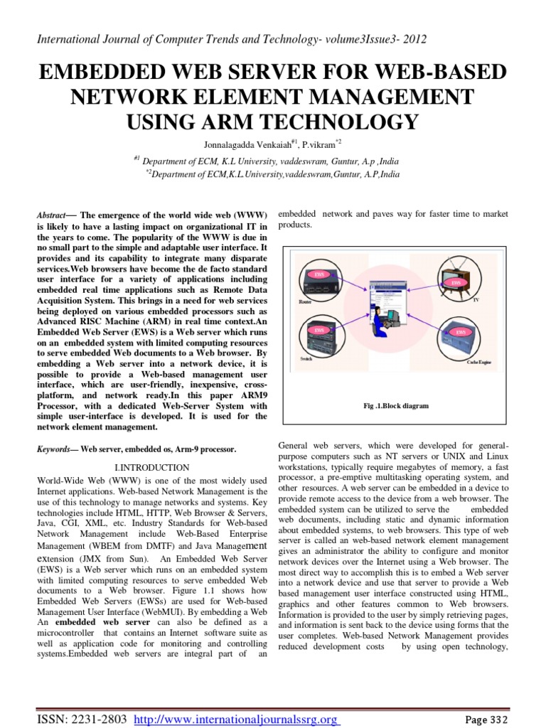 Embedded Web Server For Web-Based Network Element Management Using Arm ...