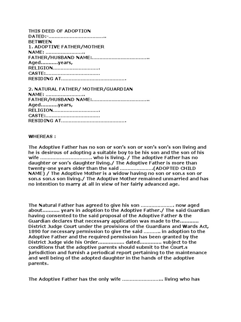 This Deed of Adoption | PDF | Partnership | Trust Law