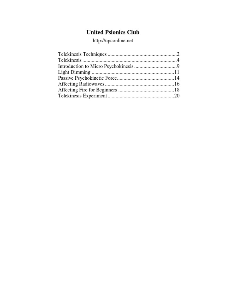 Telekinesis Techniques | PDF