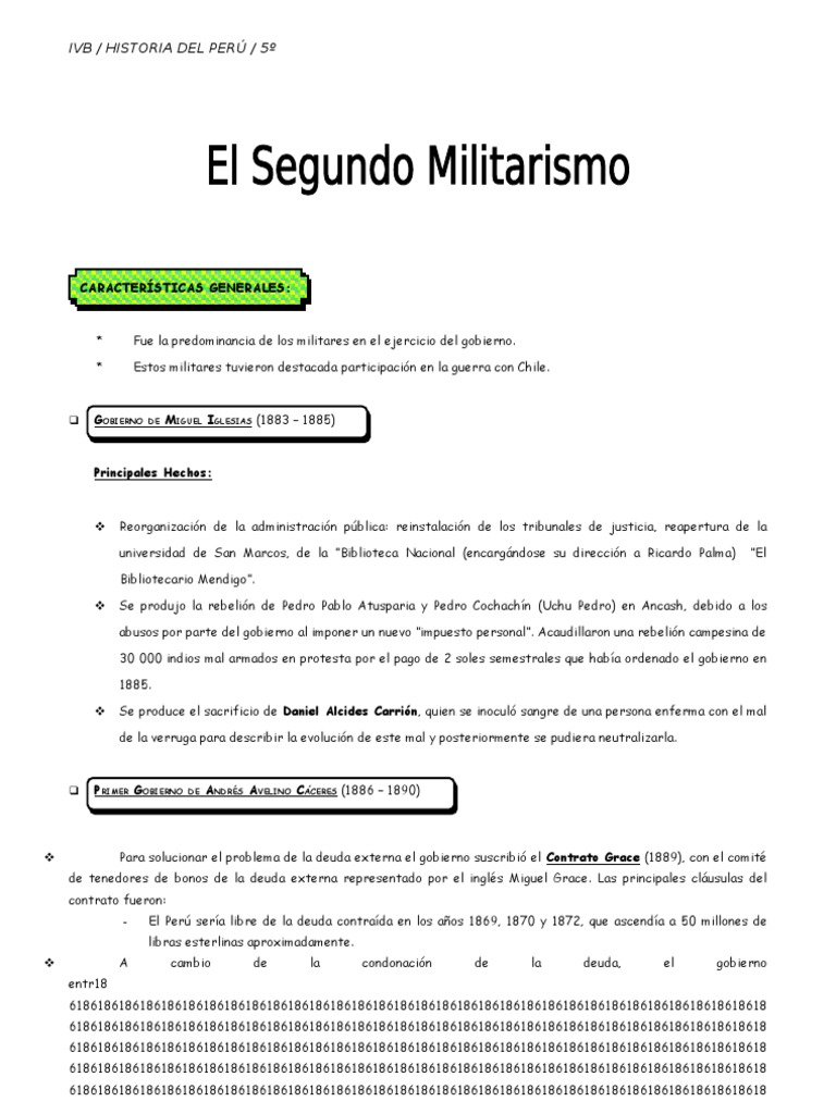 IV BIM - 5to. Año - Guía 1 - El Segundo MIlitarismo | PDF | América del ...
