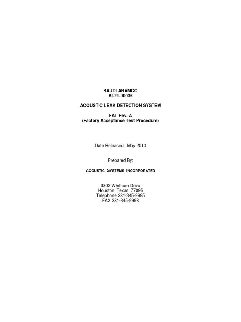 FAT Manual BI-21-00036 Rev A | PDF | Scada | Pipeline Transport