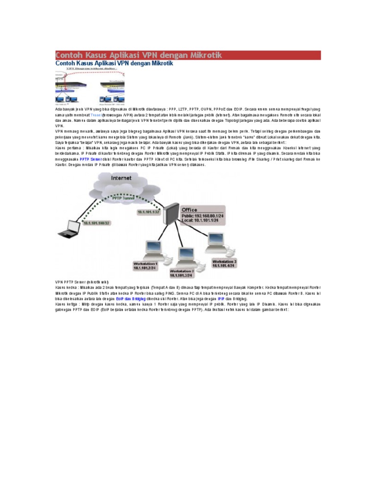 Contoh Kasus Aplikasi VPN Dengan Mikrotik | PDF