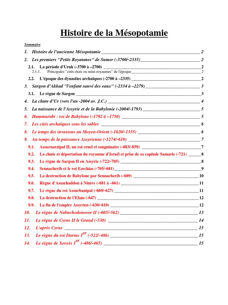 Histoire de la Mésopotamie ancienne | PDF | Assirye | Sumer