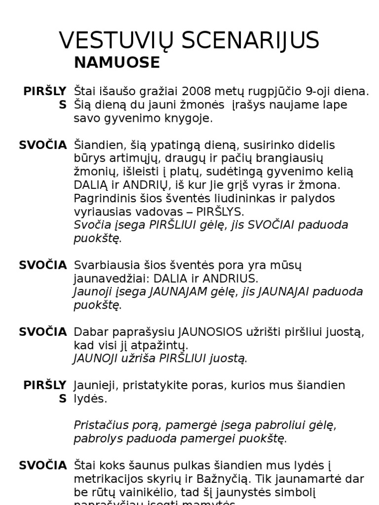 Vestuviu Scenarijus | PDF