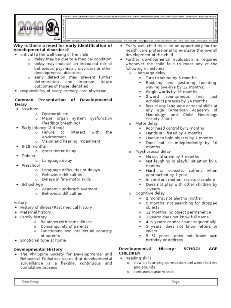 Developmental Assessment | PDF | Autism | Hearing Loss