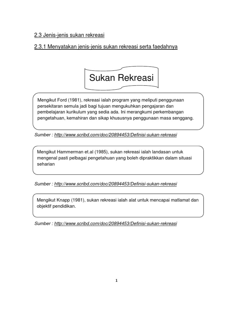 Jenis-Jenis Sukan Rekreasi | PDF