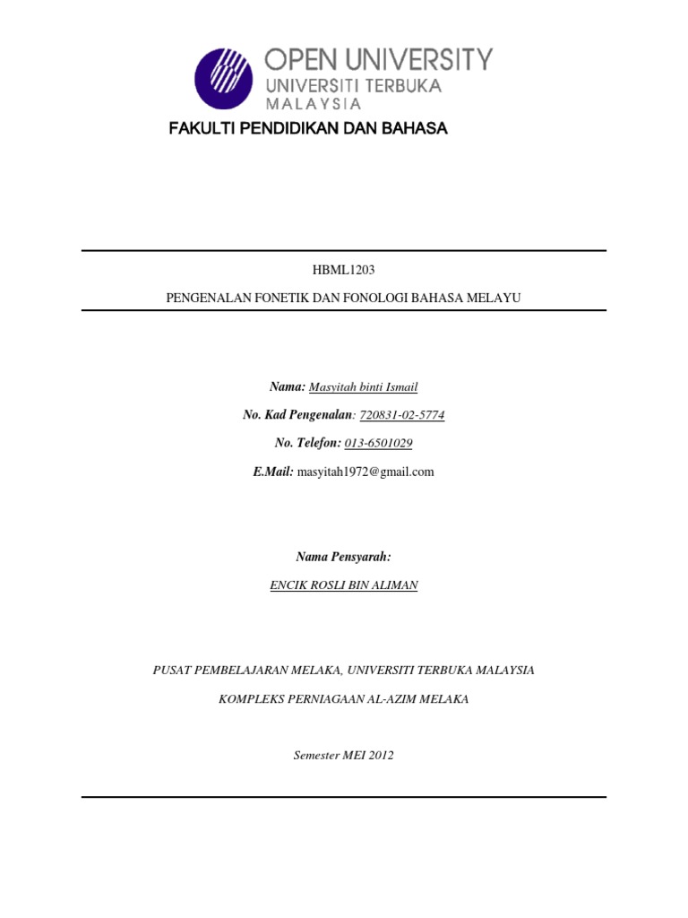 Assignment Fonetik Dan Fonologi PDF | PDF