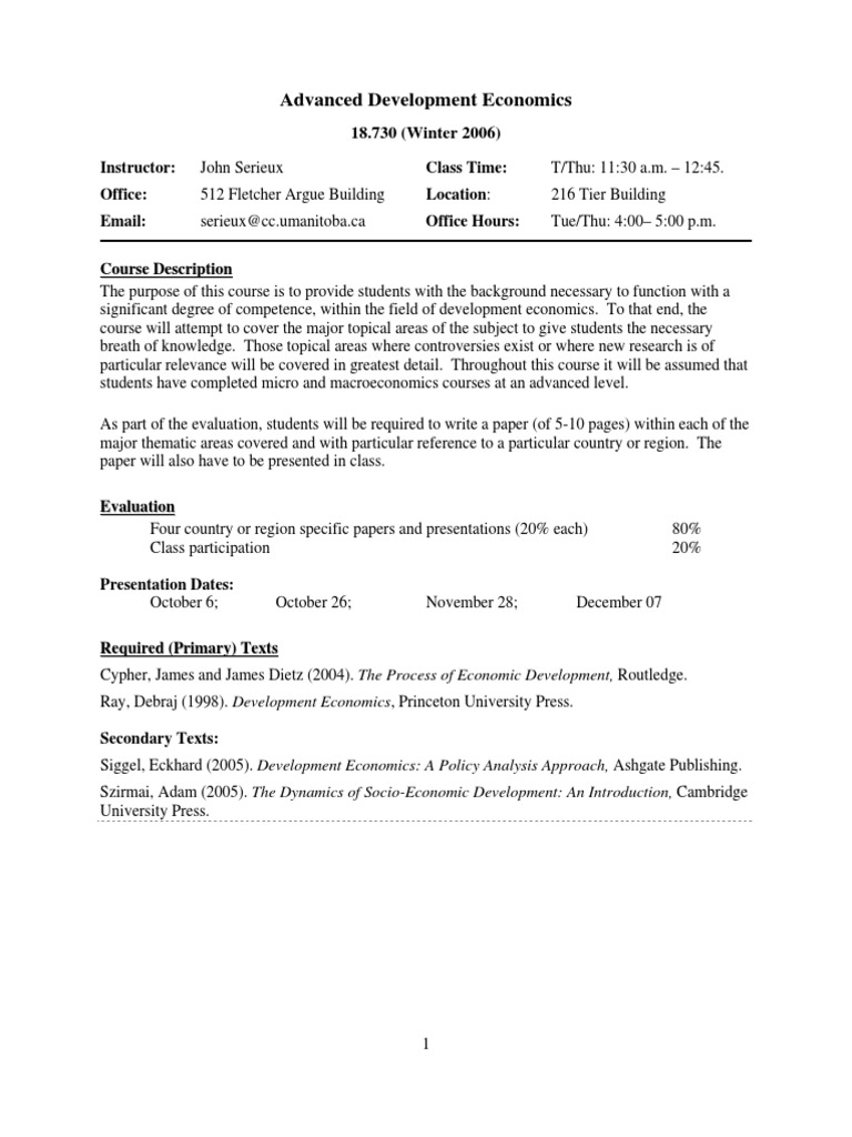 Advanced Development Economics | PDF | Development Economics ...