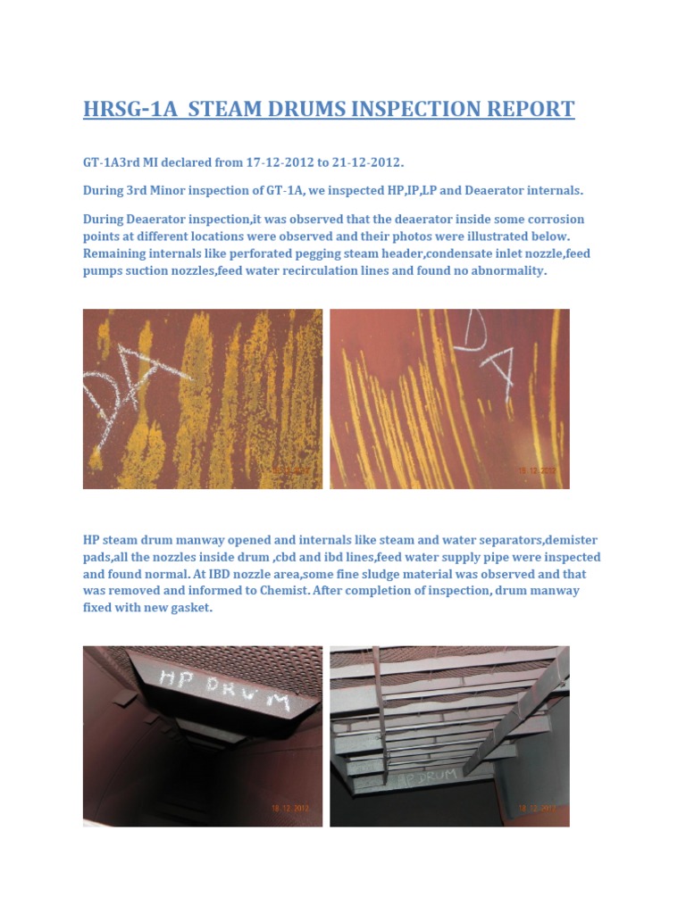 HRSG-1A Steam Drums Inspection Report | PDF
