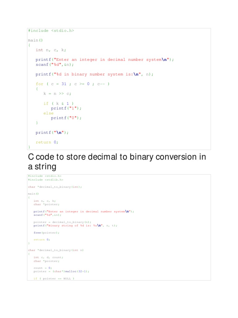 Decimal To Binary And Vice Versa Conversion Pdf Integer Computer Science Pointer
