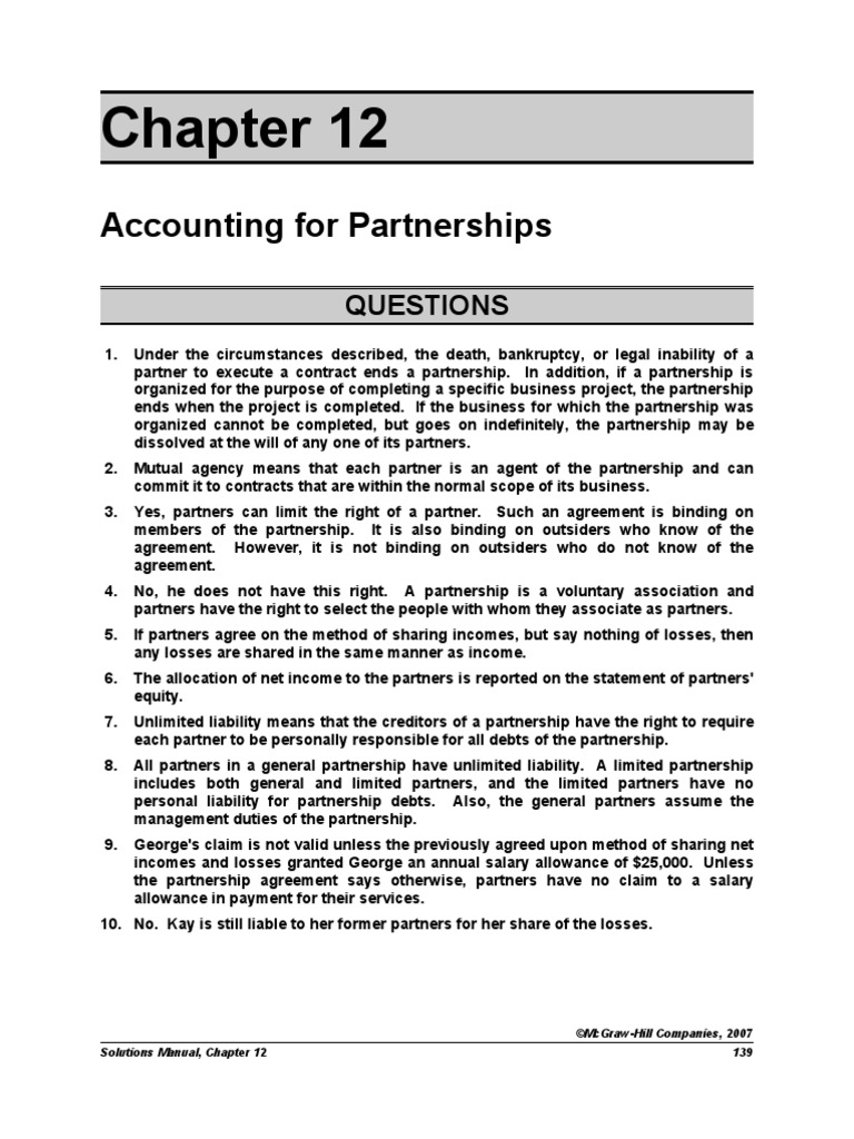 Fundamentals of Accounting 18e CHP 12 | PDF | Partnership | Equity ...