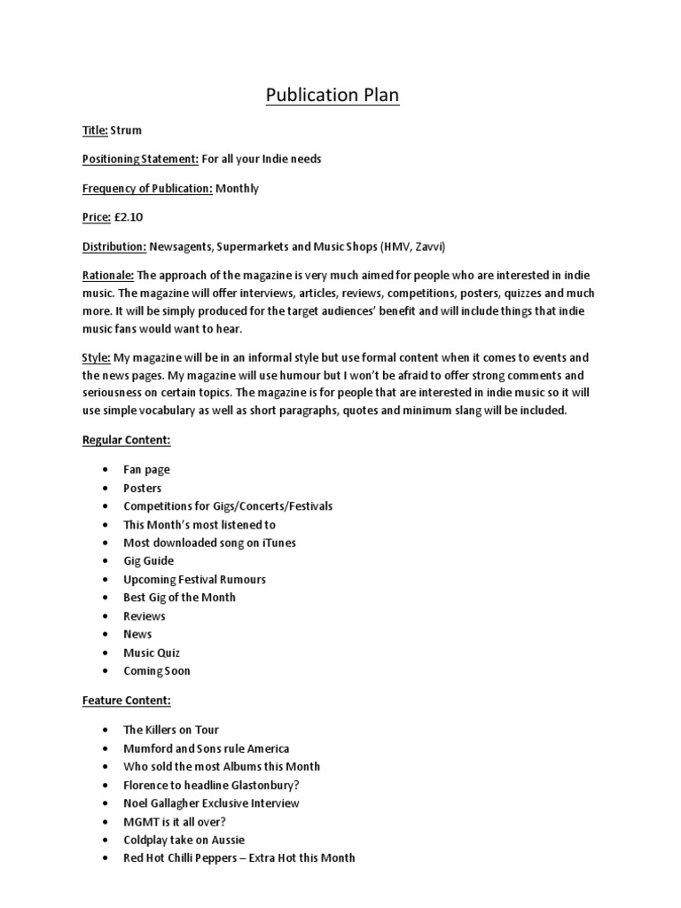 Publication Plan: Regular Content | PDF