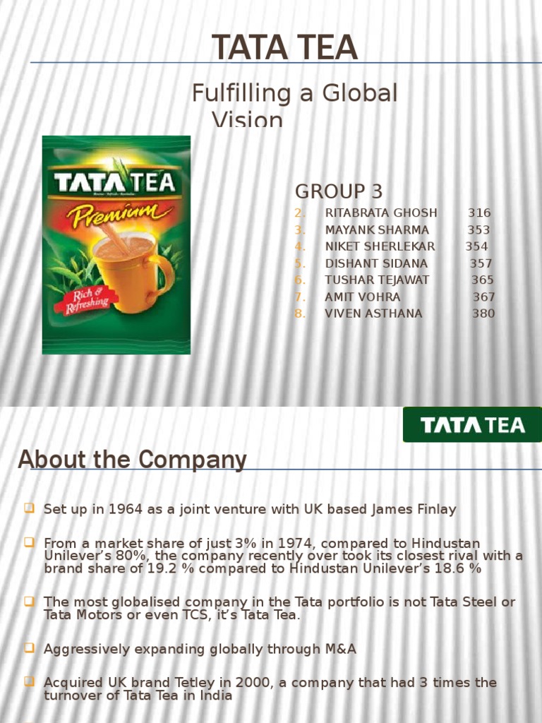 Tata Tea: Fulfilling A Global Vision | PDF | Tea | Brand