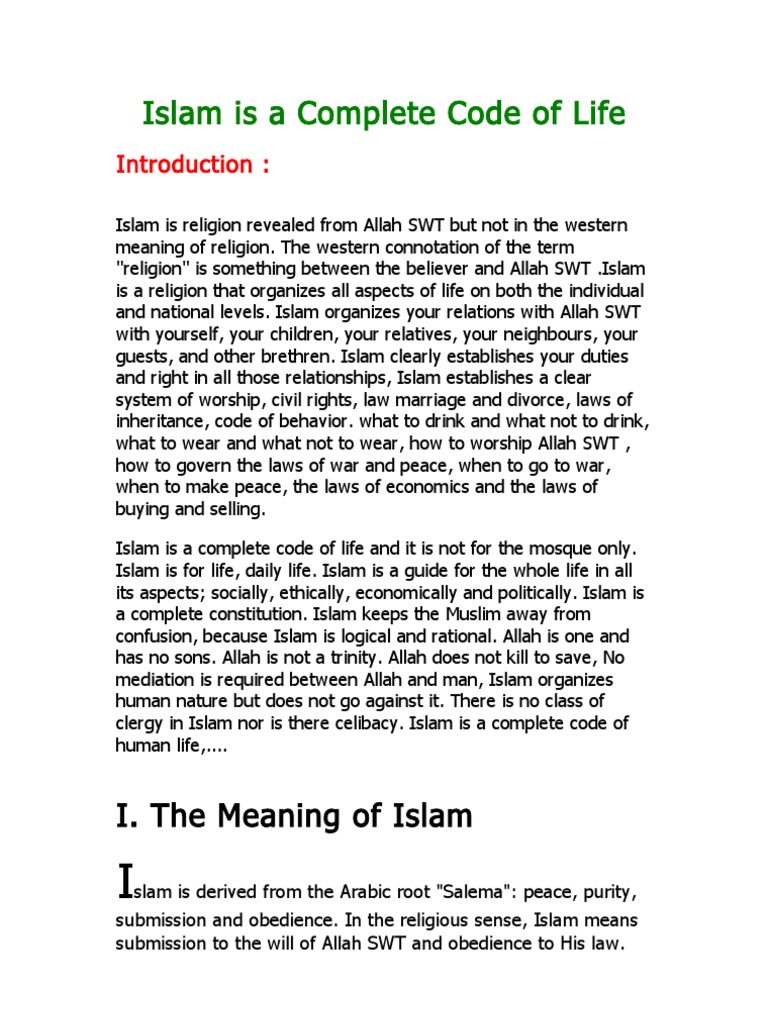 Islam Is A Complete Code of Life | PDF | Prophets And Messengers In ...