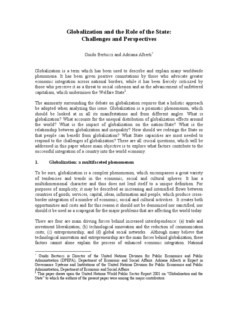 Un Pan 006225globalization and The Role of The State: Challenges and ...