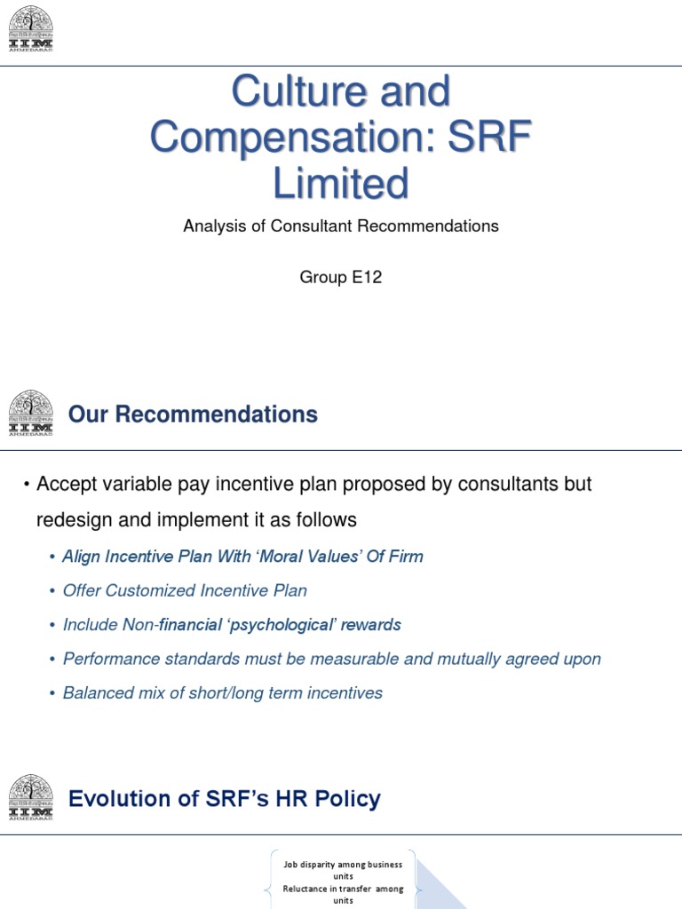 SRF Compensation Strategy Analysis | PDF | Incentive | Motivation
