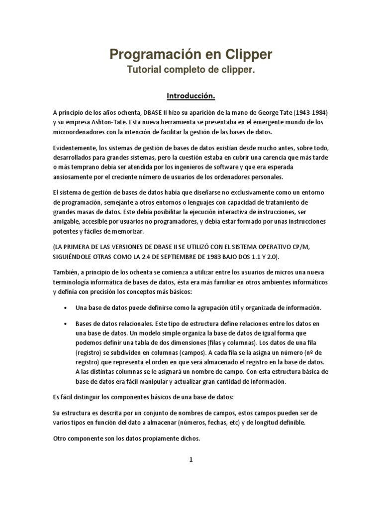 Programación en Clipper | Descargar gratis PDF | Archivo de computadora ...