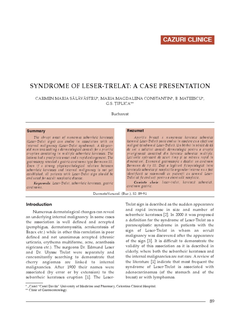 Leser-Trélat Sign and Gastric Cancer | PDF | Oncology | Endoscopy