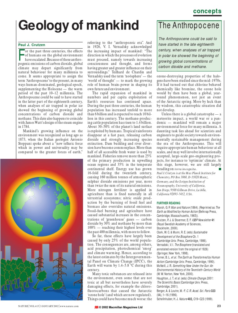 Geology of Mankind: The Anthropocene | PDF | Social Science | History