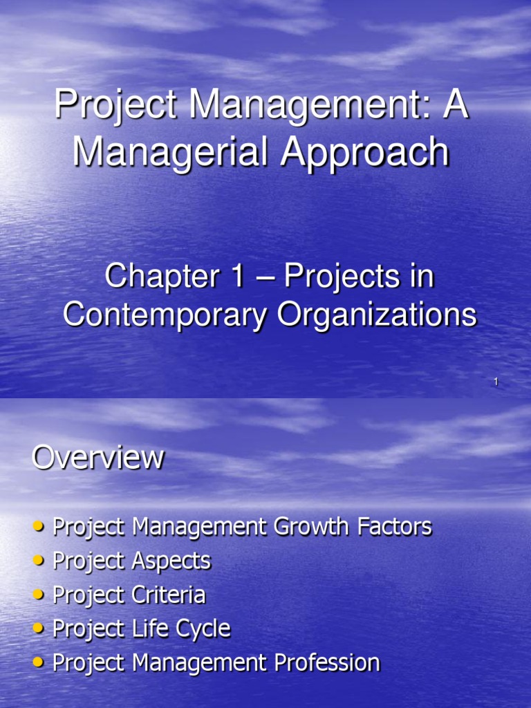 Project Management: A Managerial Approach: - Projects in Contemporary ...