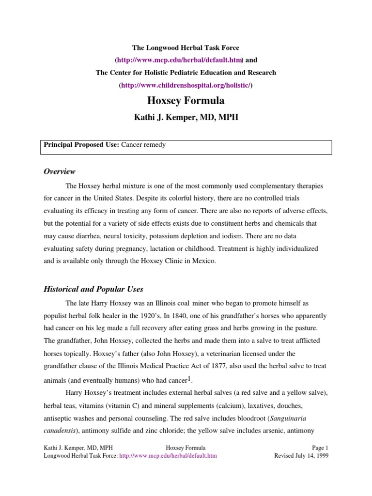 Hoxsey | PDF | Herbalism | Alternative Medicine